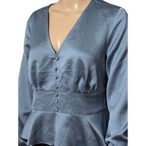 Express | Tops | Express Ruffle Blue Blouse Size Medium | Poshmark